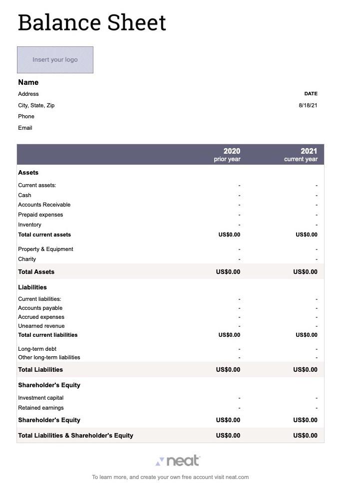 Balance Sheet Template | The Neat Company